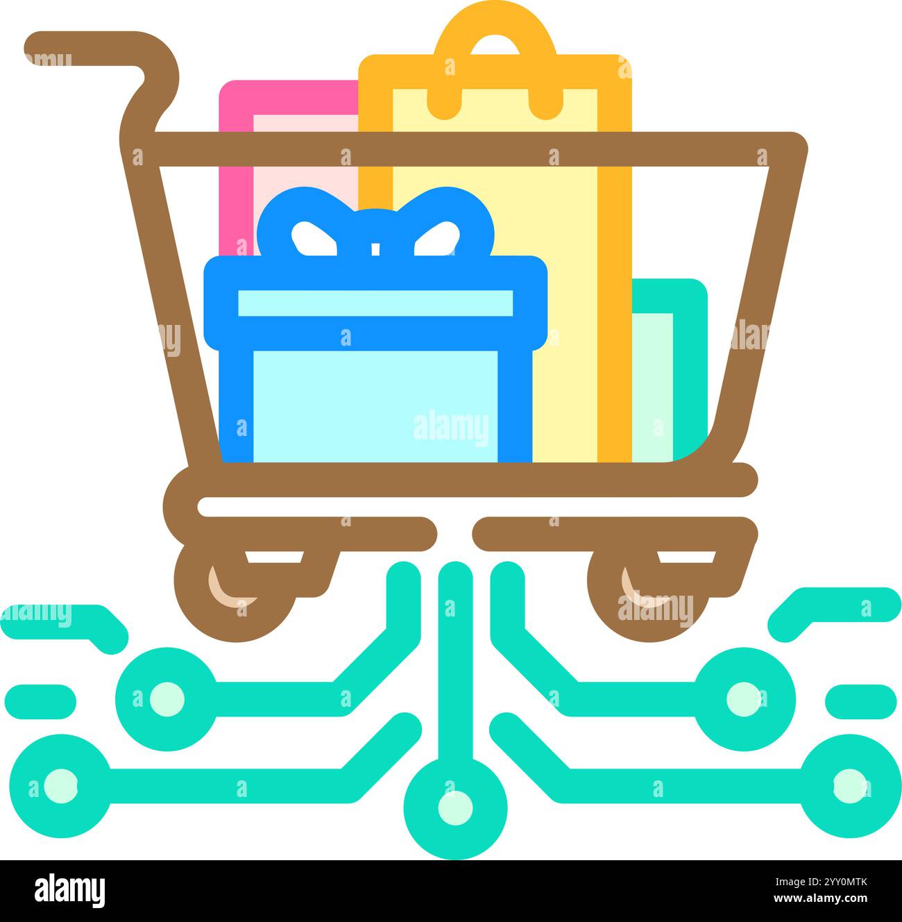 virtual shopping cart augmented reality color icon vector illustration ...
