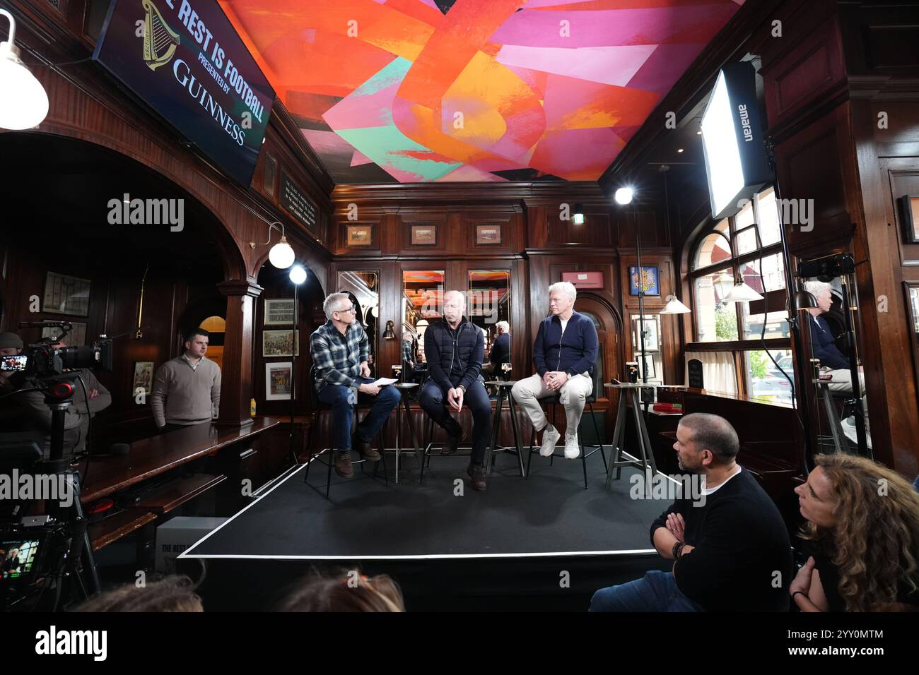 (left to right) Gary Lineker, Alan Shearer and David Moyes take part in ...