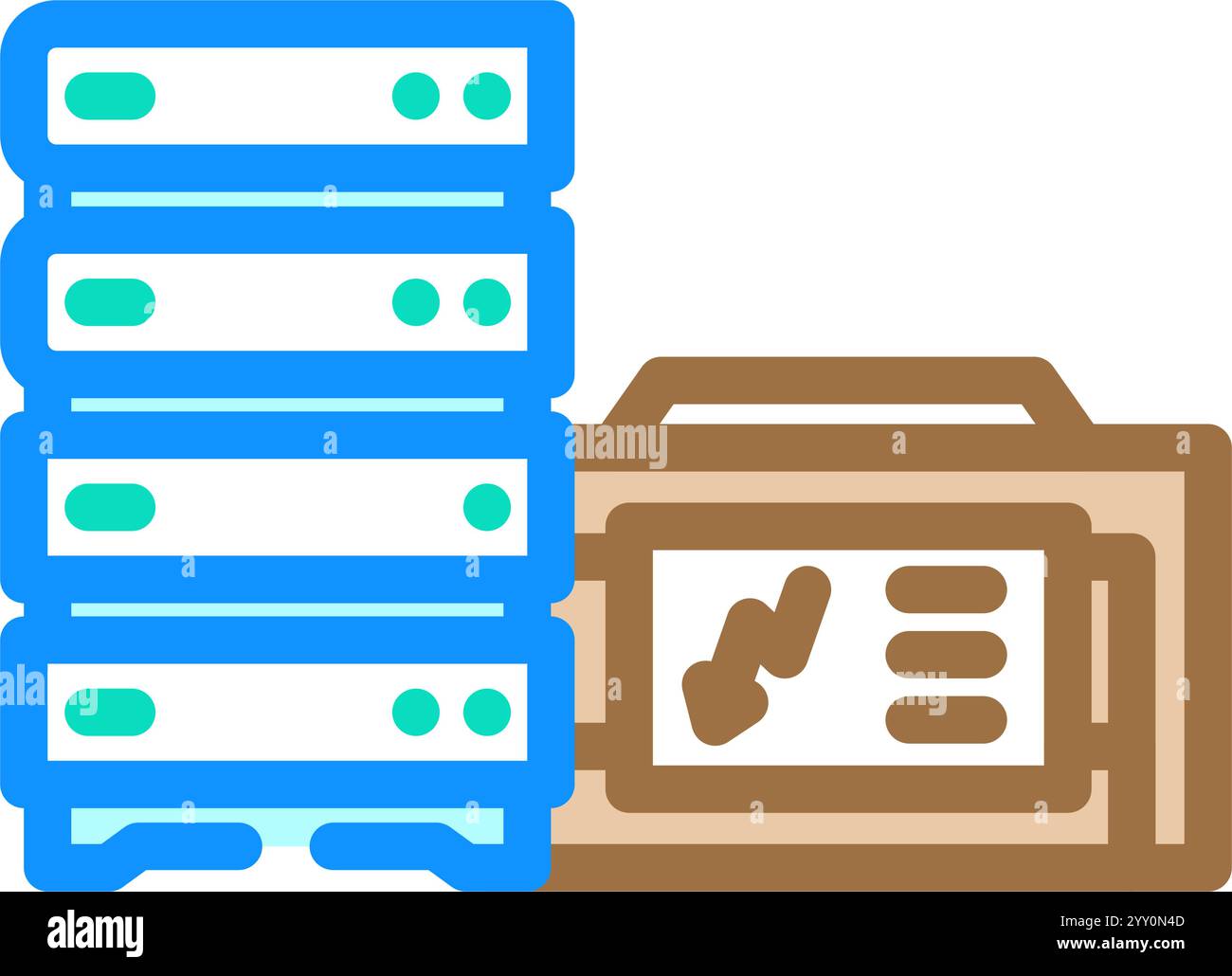 redundant power supply data center color icon vector illustration Stock ...