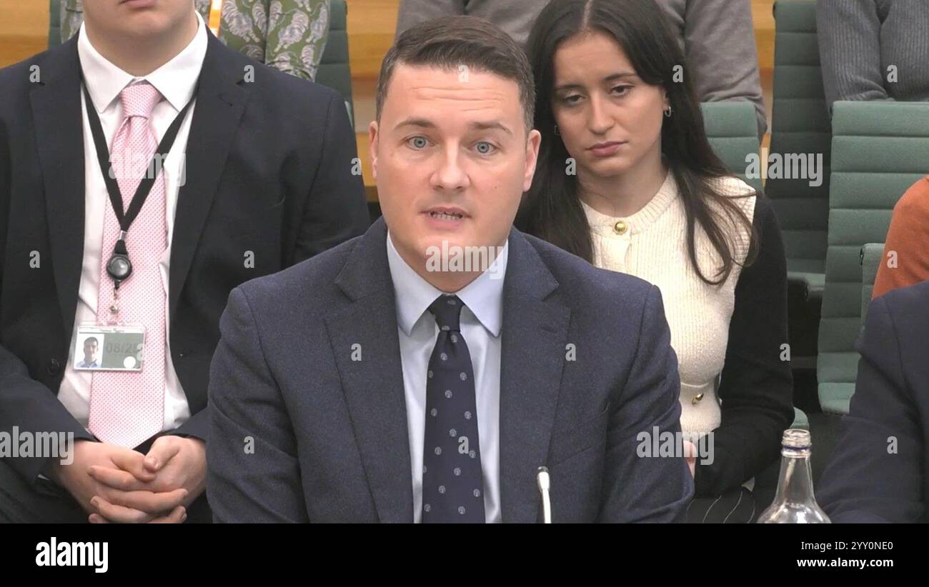 Screen grab of Health Secretary Wes Streeting appearing before the ...