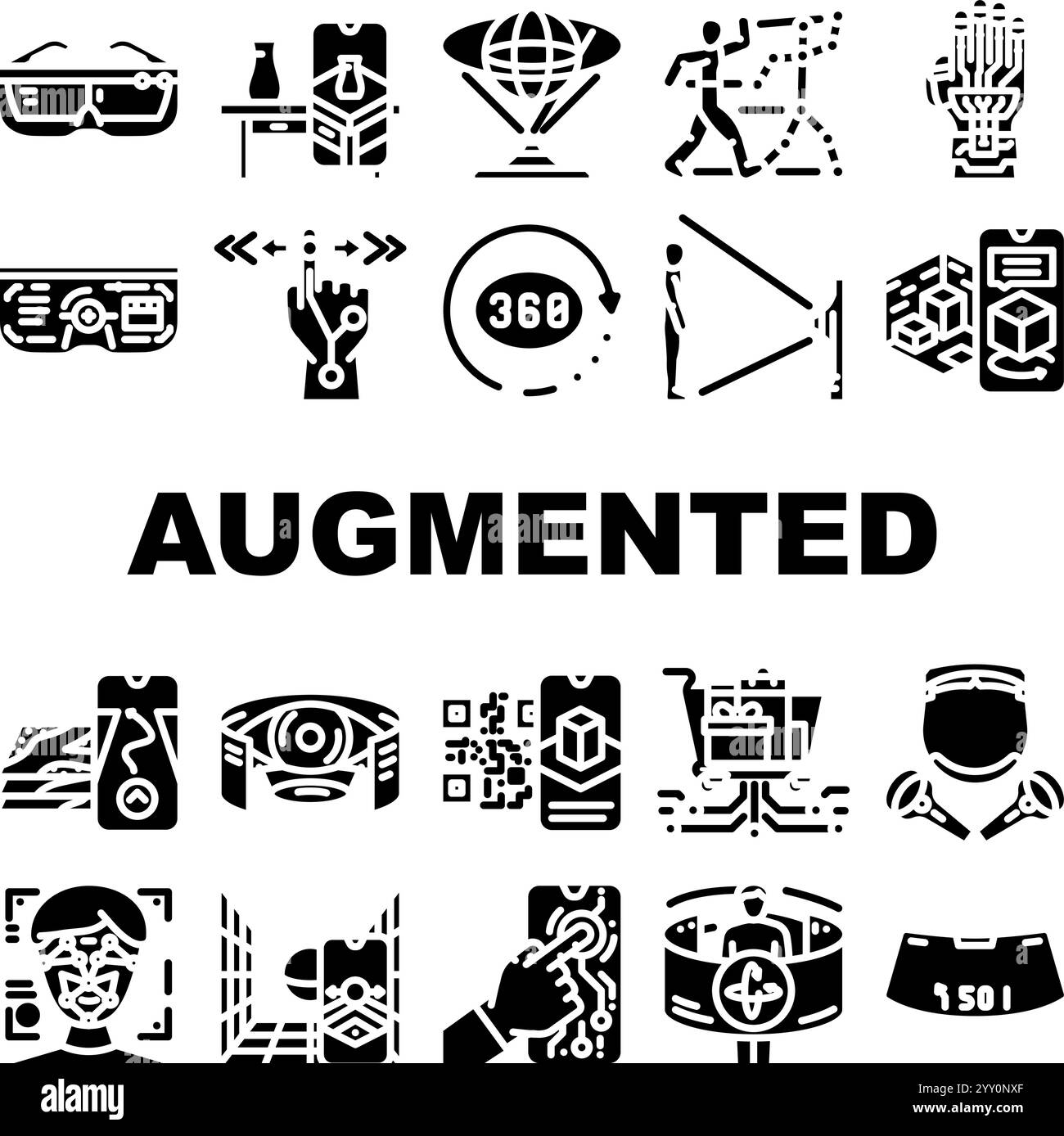 augmented reality virtual ar vr icons set vector Stock Vector Image & Art - Alamy