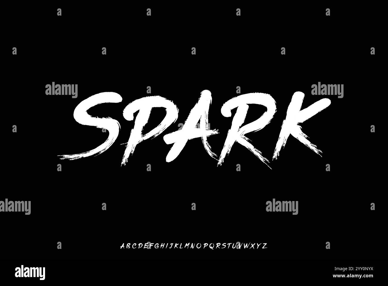 Unique handwritten with paint brush texture alphabet display font ...