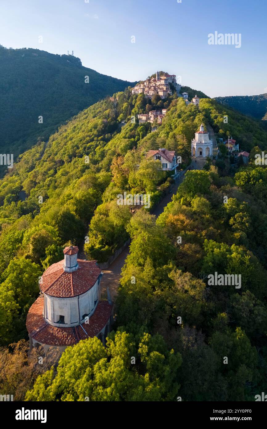 Aerial view of Santa Maria del Monte and the chapels of the sacred way ...