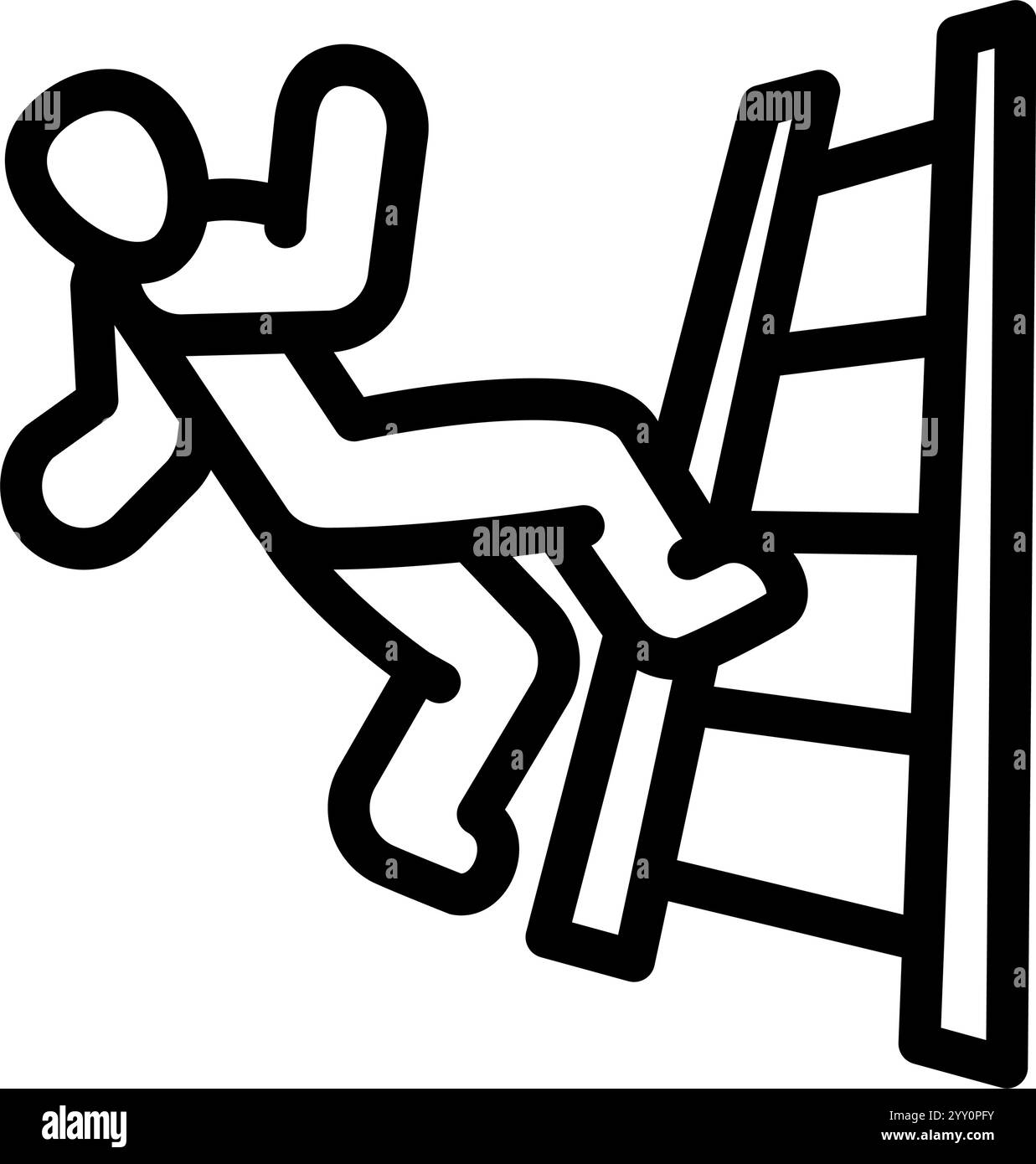 ladder safety injury prevention line icon vector illustration Stock ...