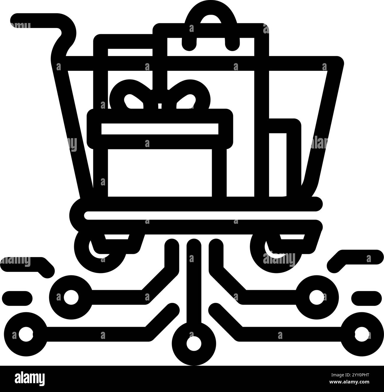 virtual shopping cart augmented reality line icon vector illustration ...