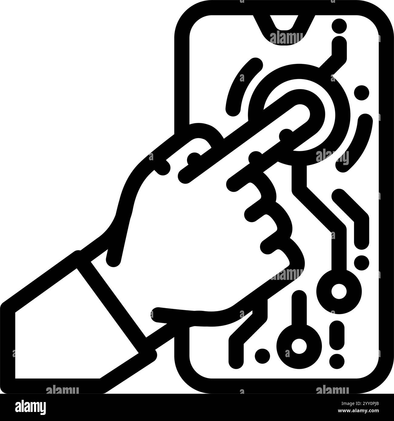 touchscreen hand interaction augmented reality line icon vector ...