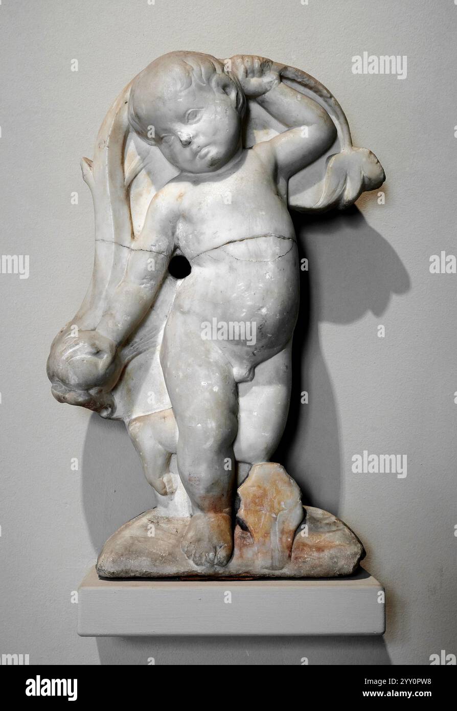 Putto con delfino e stemma Della Rovere - marmo bianco - maestro ...