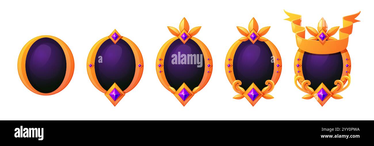 Game rank progression frames and badges from basic to legendary level ...