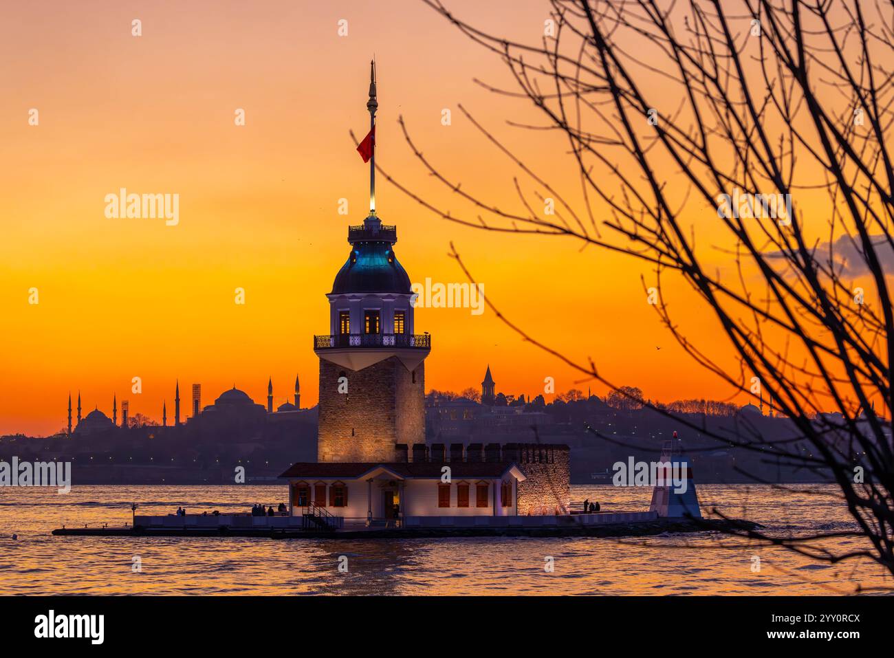 Maiden's Tower and the historical peninsula in Istanbul in the ...