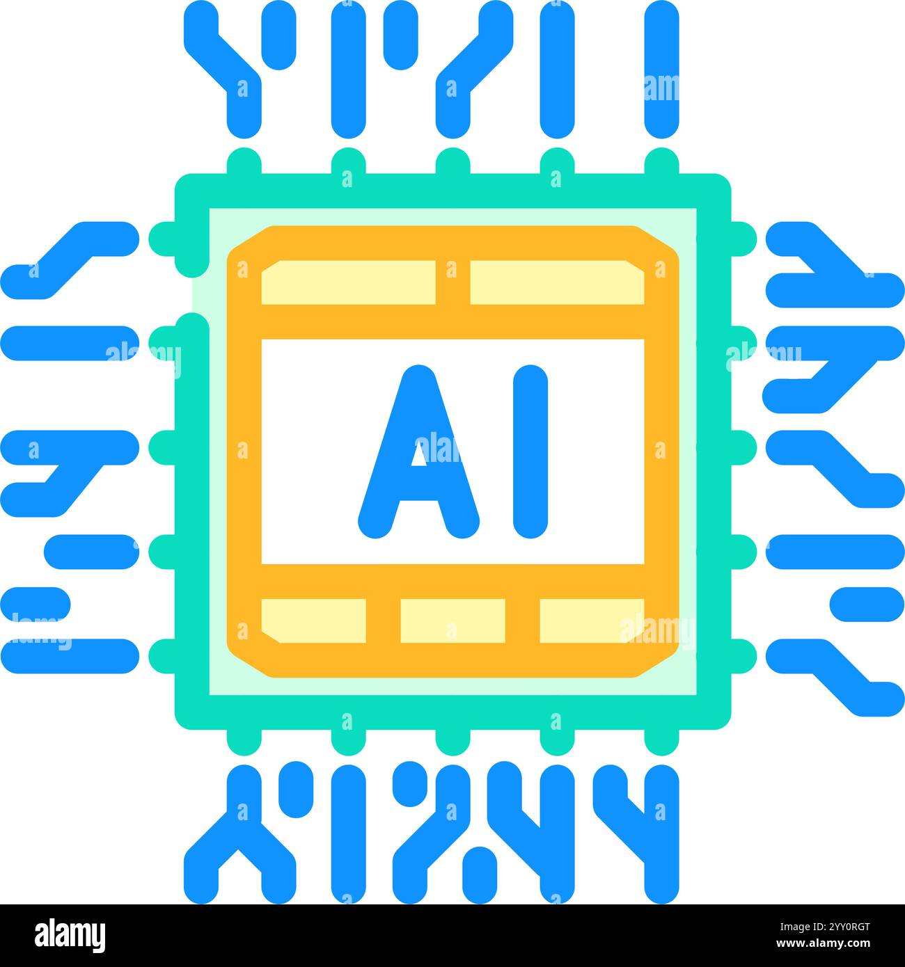 ai optimization chip data center color icon vector illustration Stock ...