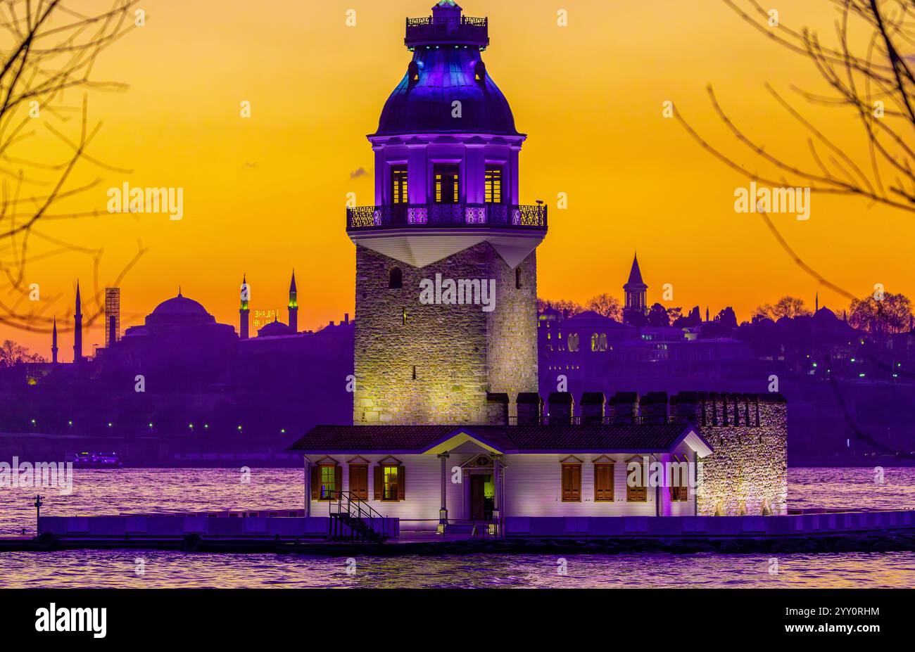 Maiden's Tower and the historical peninsula in Istanbul in the ...