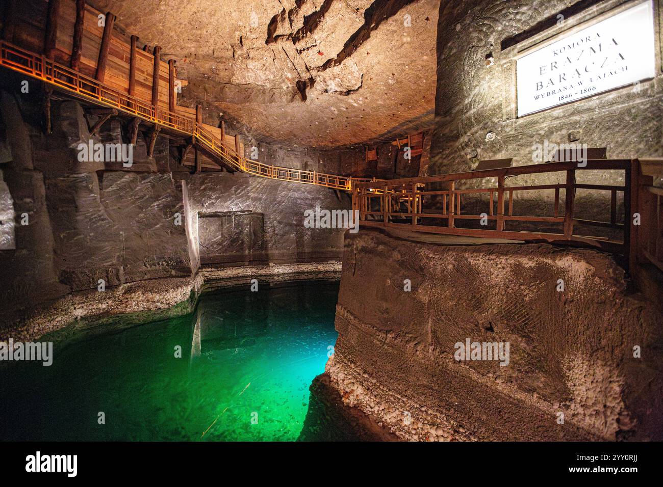 Emerald Waters: The Baracz Chamber (Wieliczka Salt Mine, Poland Stock ...