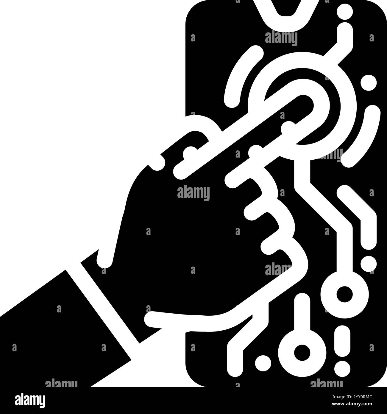 touchscreen hand interaction augmented reality glyph icon vector ...