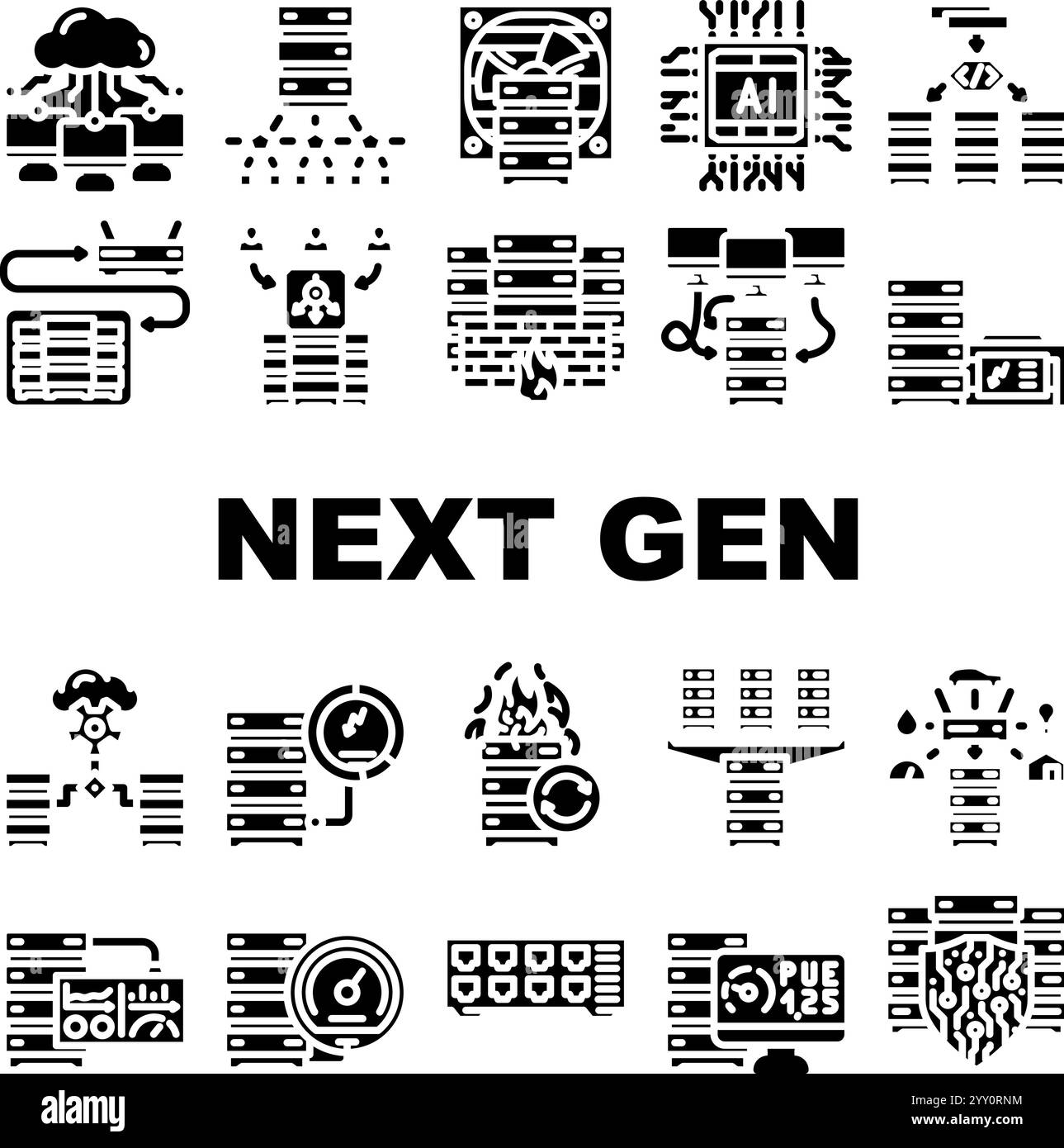 next gen data center virtual icons set vector Stock Vector Image & Art ...