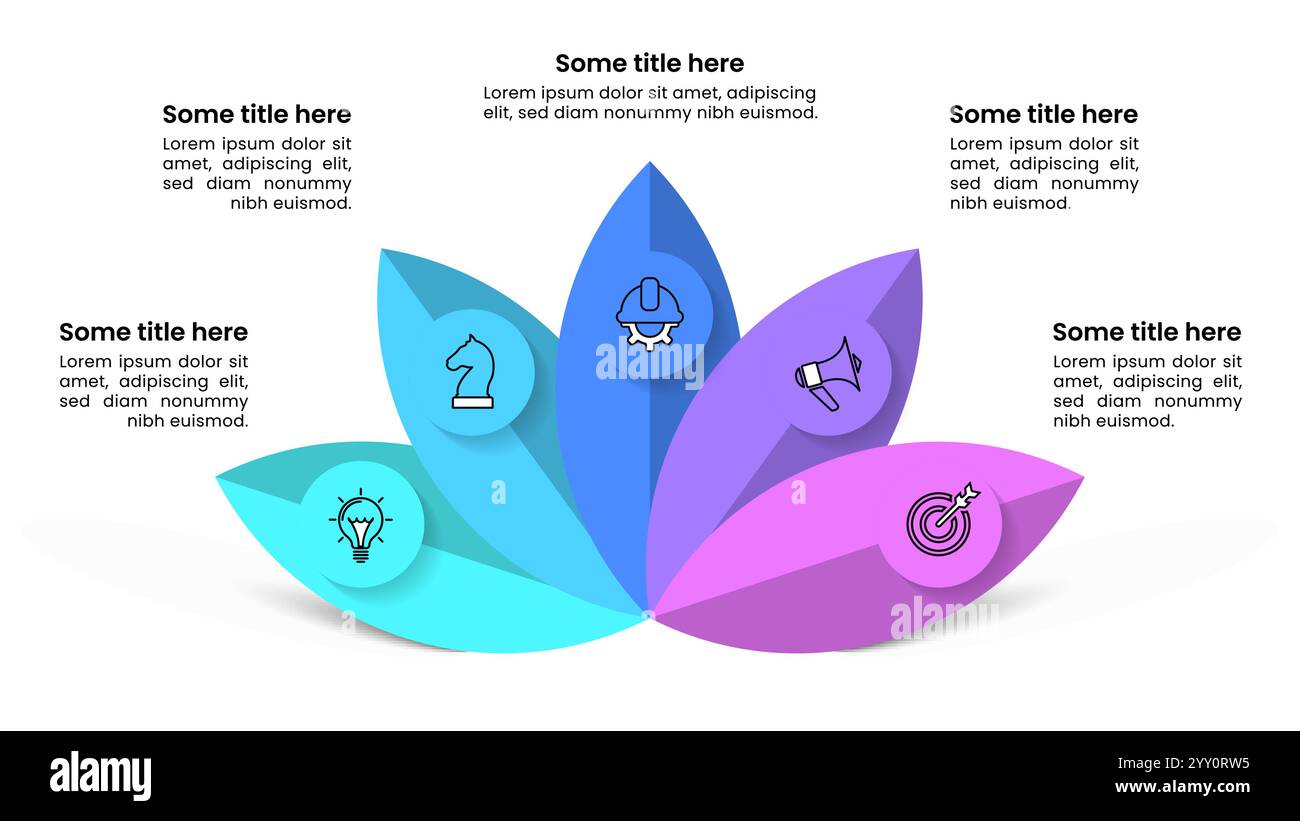 Infographic template with icons and 5 options or steps. Lotus flower ...