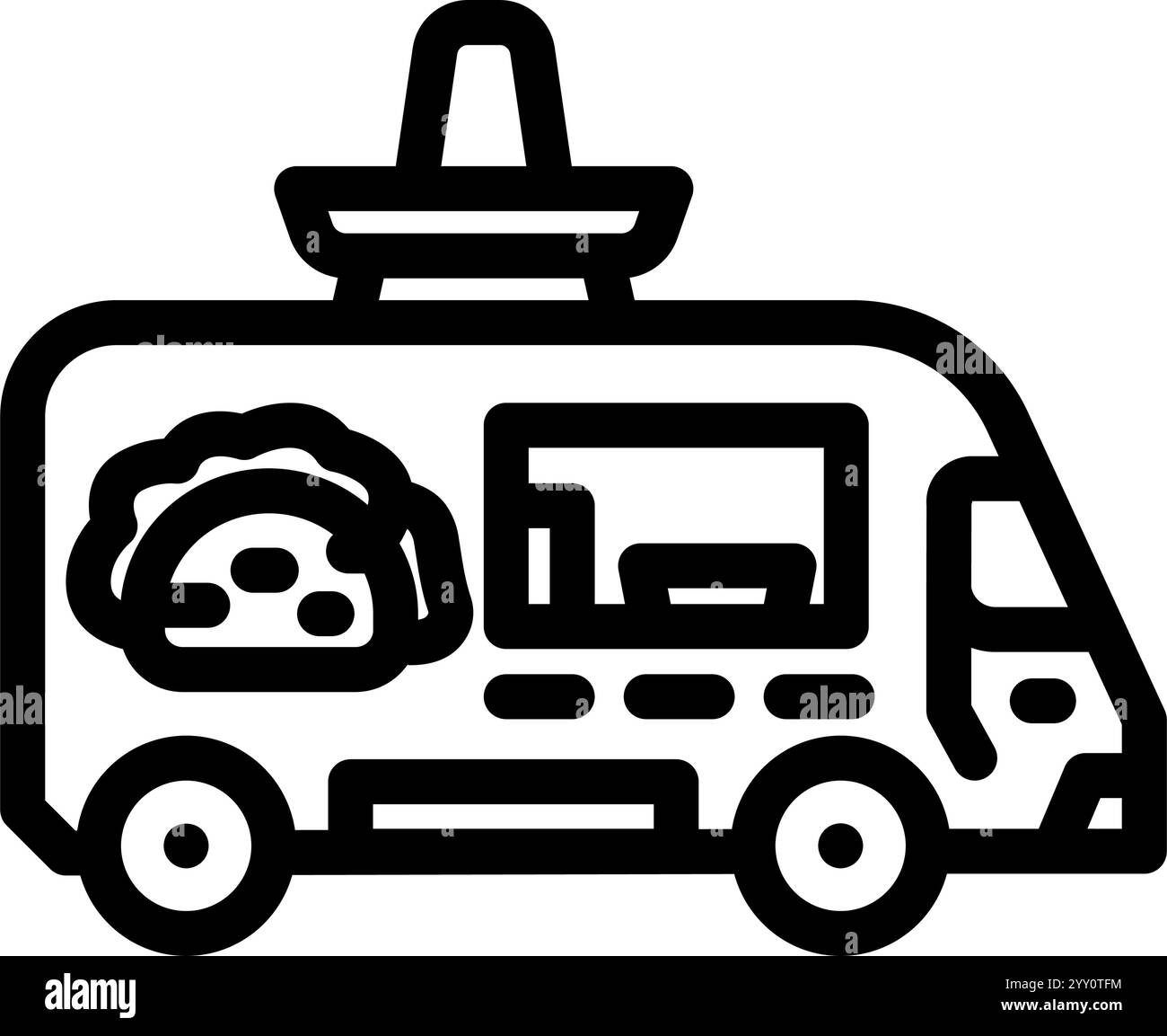 taco fusion food truck line icon vector illustration Stock Vector Image ...