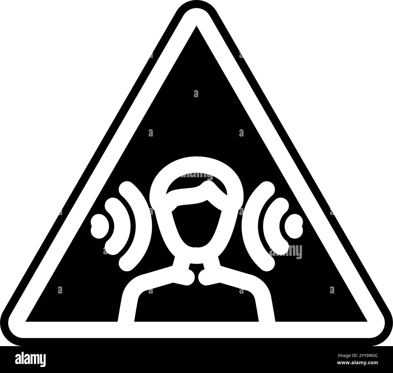 noise hazard warning injury prevention glyph icon vector illustration ...