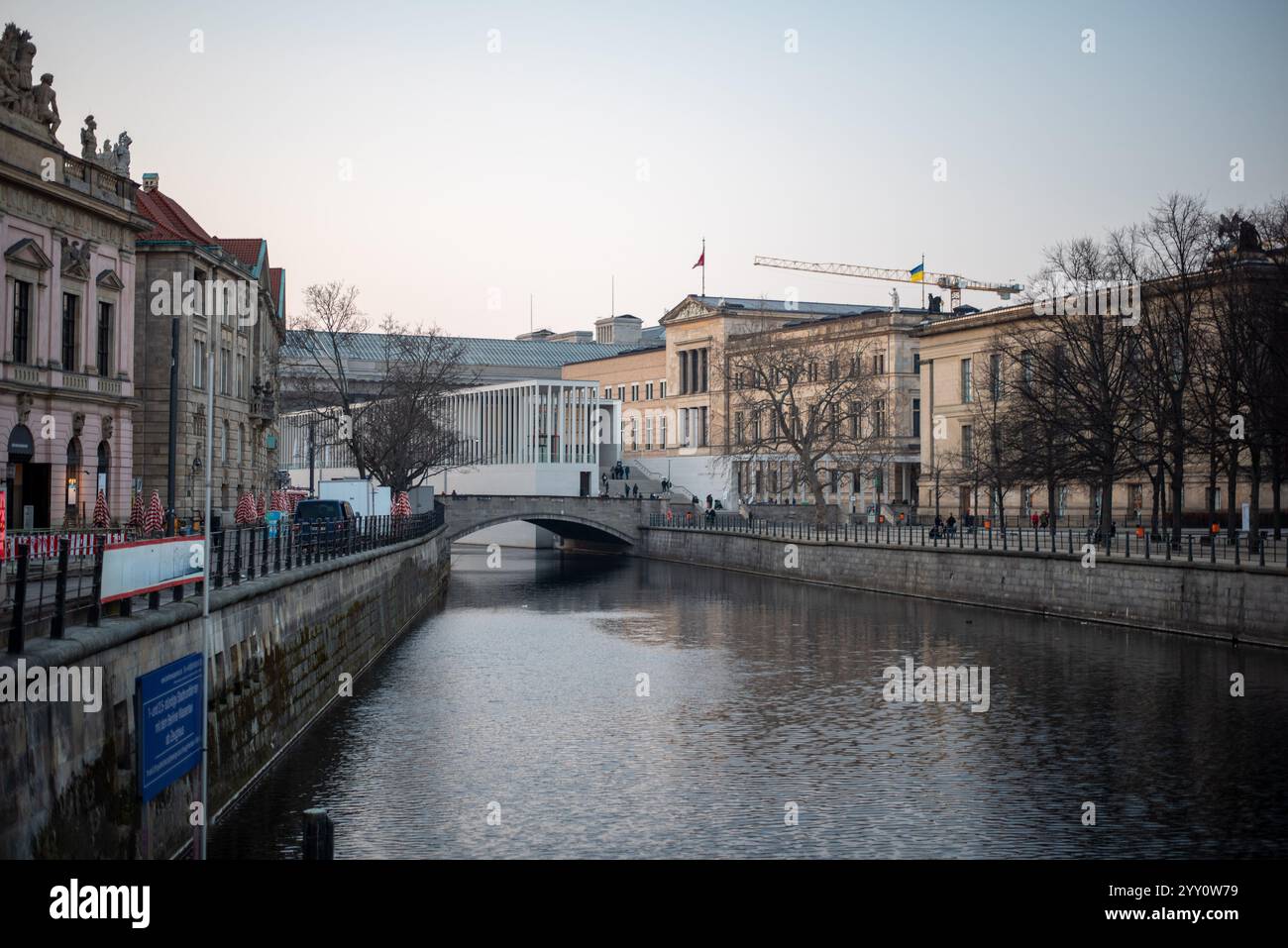 Scenic canals of the River Spree near the Berlin Cathedral (Berliner Dom), showcasing ...