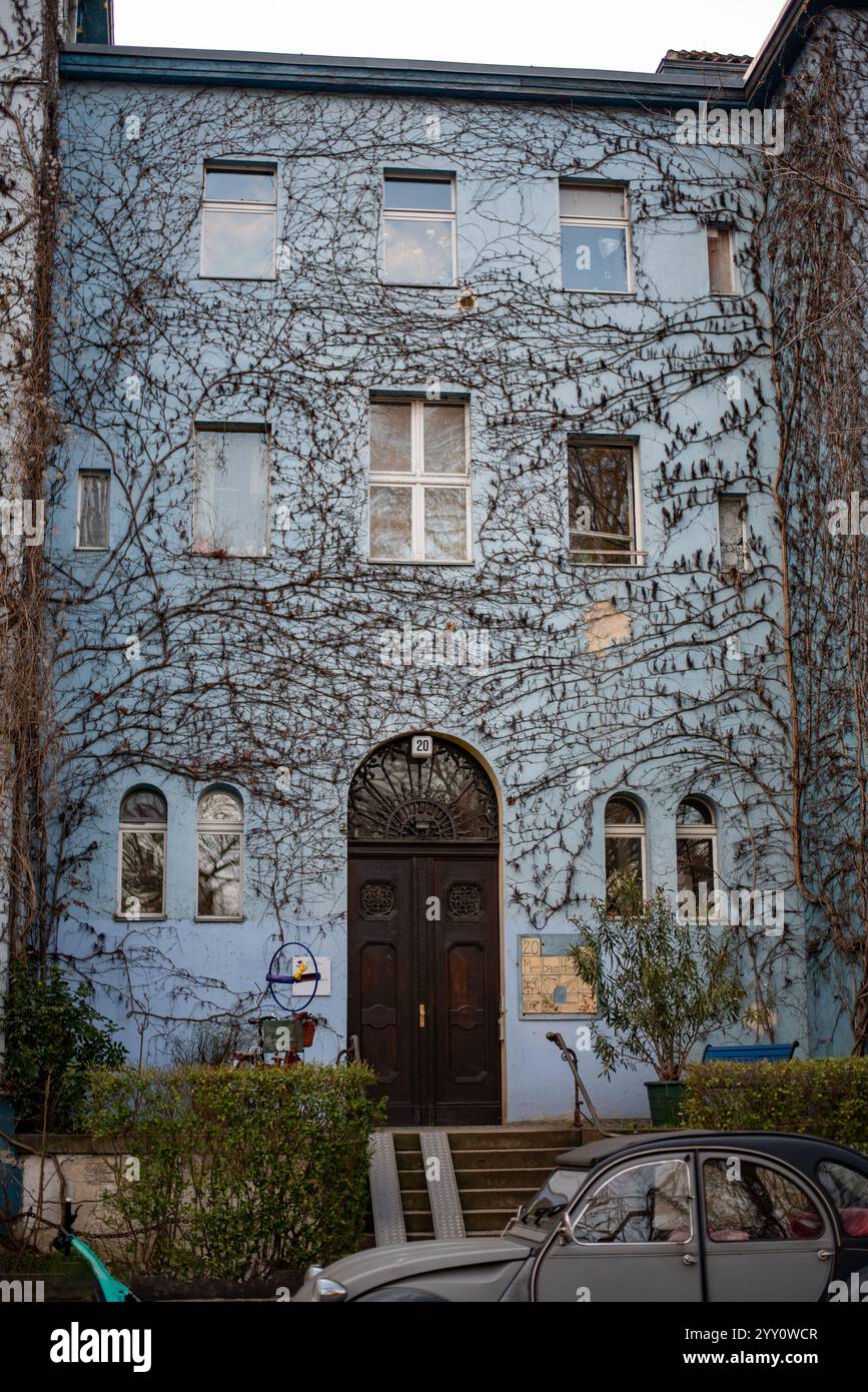 A vintage blue building in Berlin, showcasing classic architectural ...