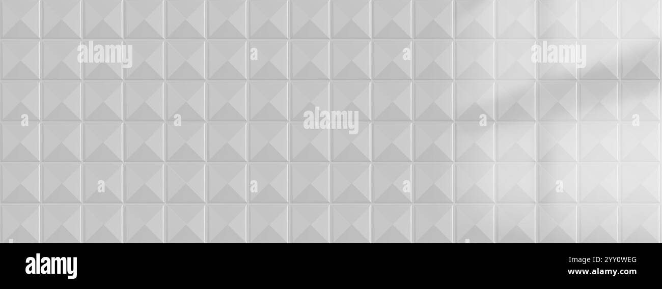 Geometric white mosaic with raised pyramid patterns. Clean minimalist ...