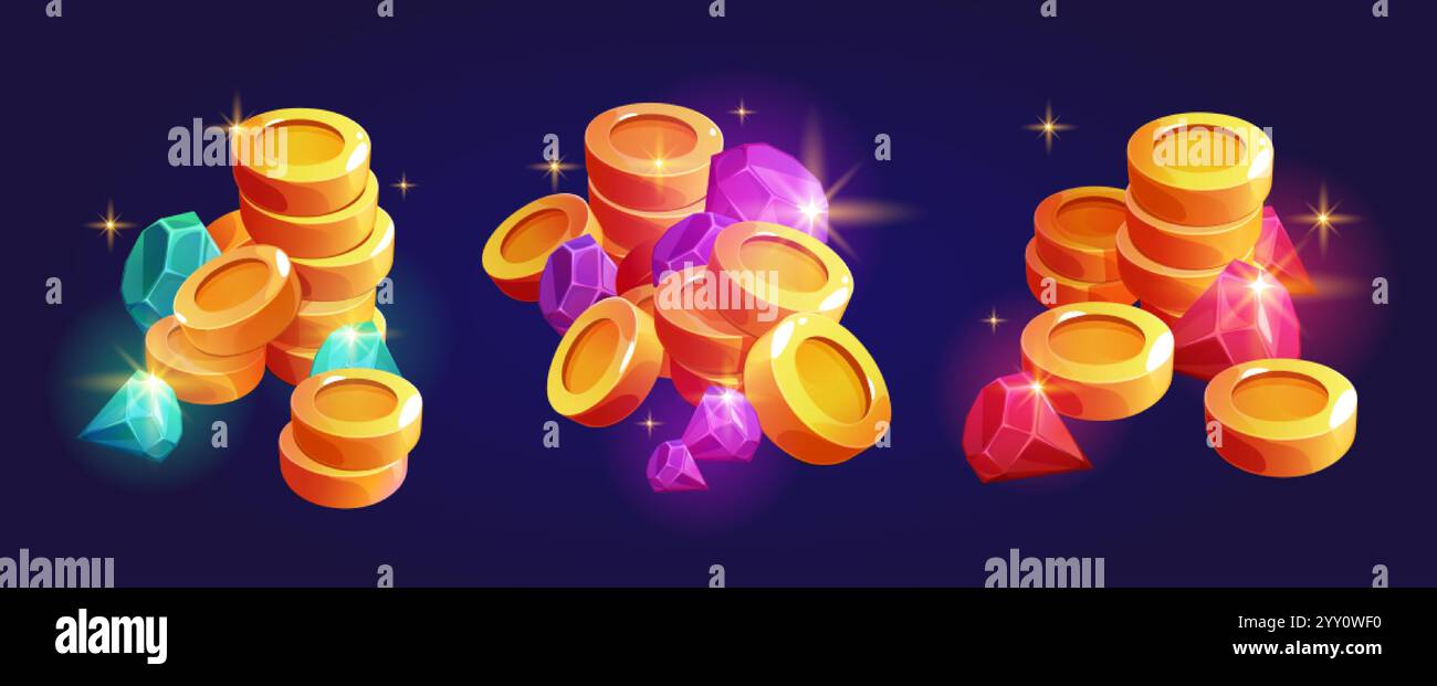 Glowing treasure gold coins in Stock Vector Images - Alamy