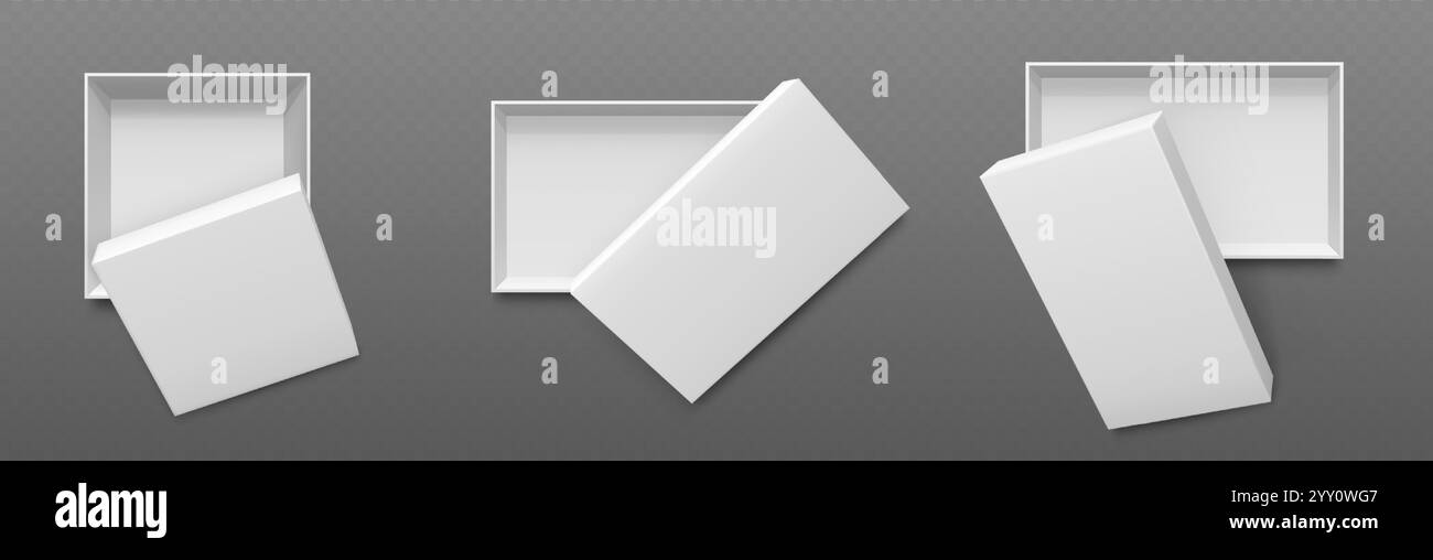 Empty white carton box mockups set isolated on transparent background ...