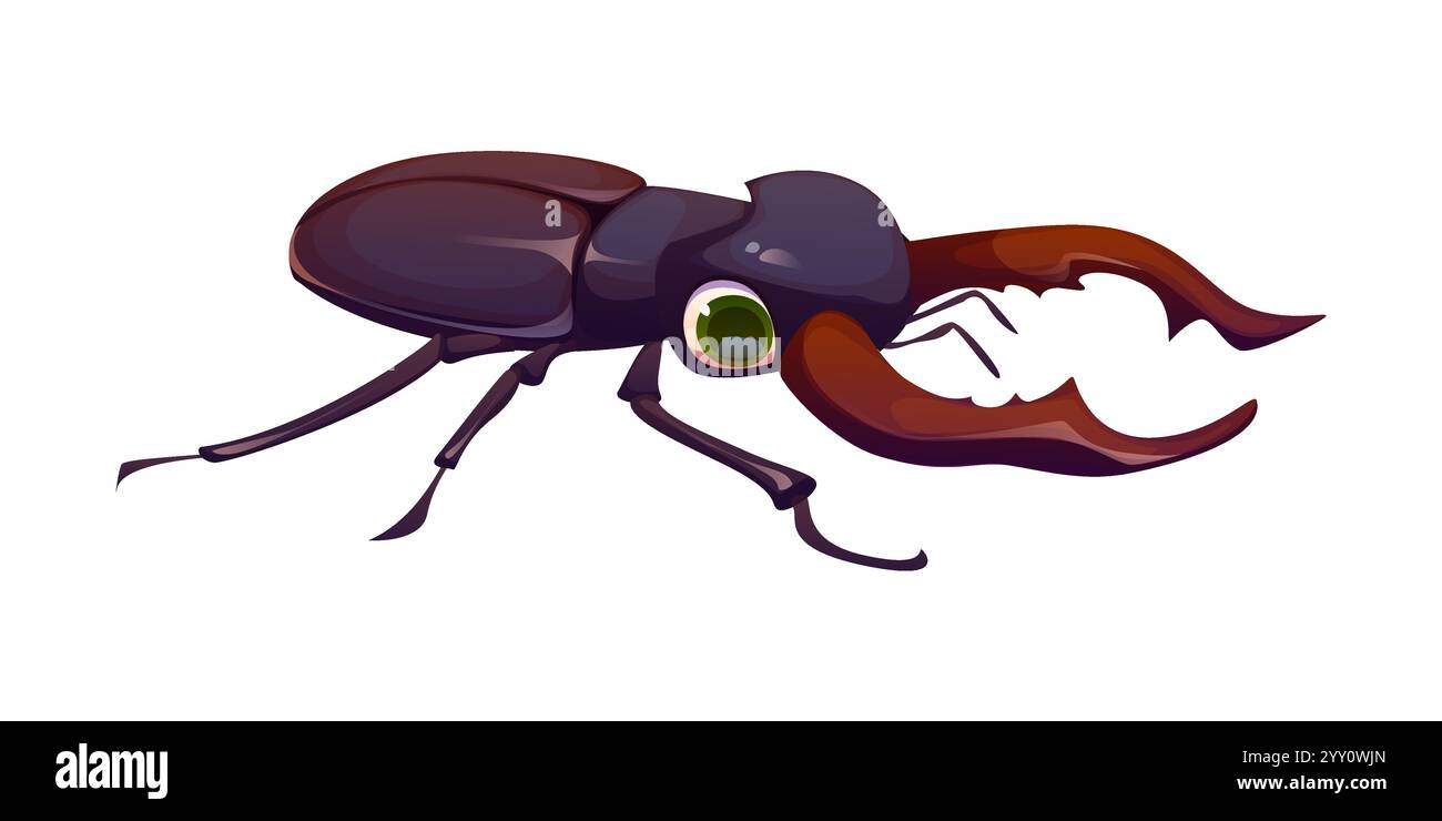 Cartoon funny stag beetle insect character featuring exaggerated ...