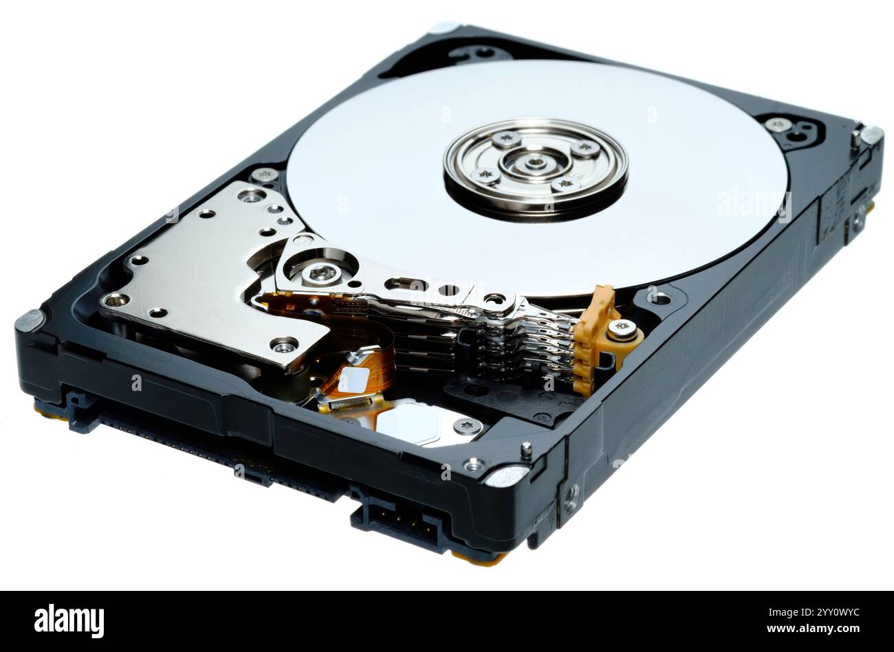 a computer's hard disk HDD data storage drive without a shield isolated ...