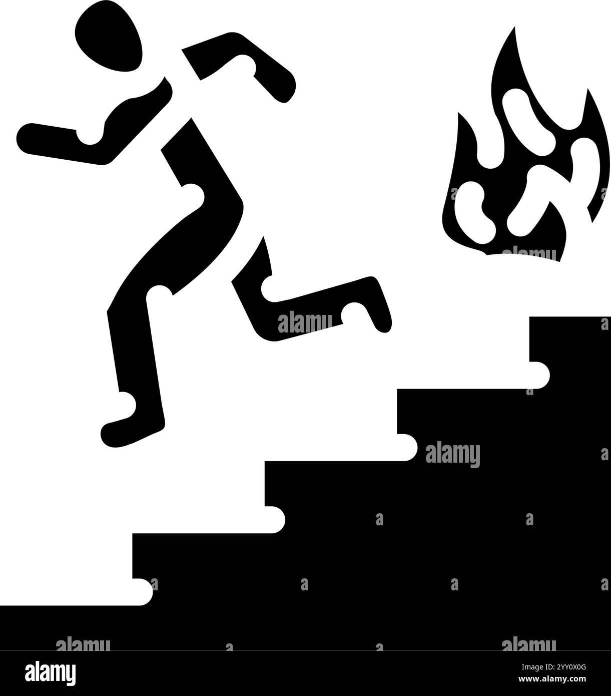 fire safety drill injury prevention glyph icon vector illustration ...