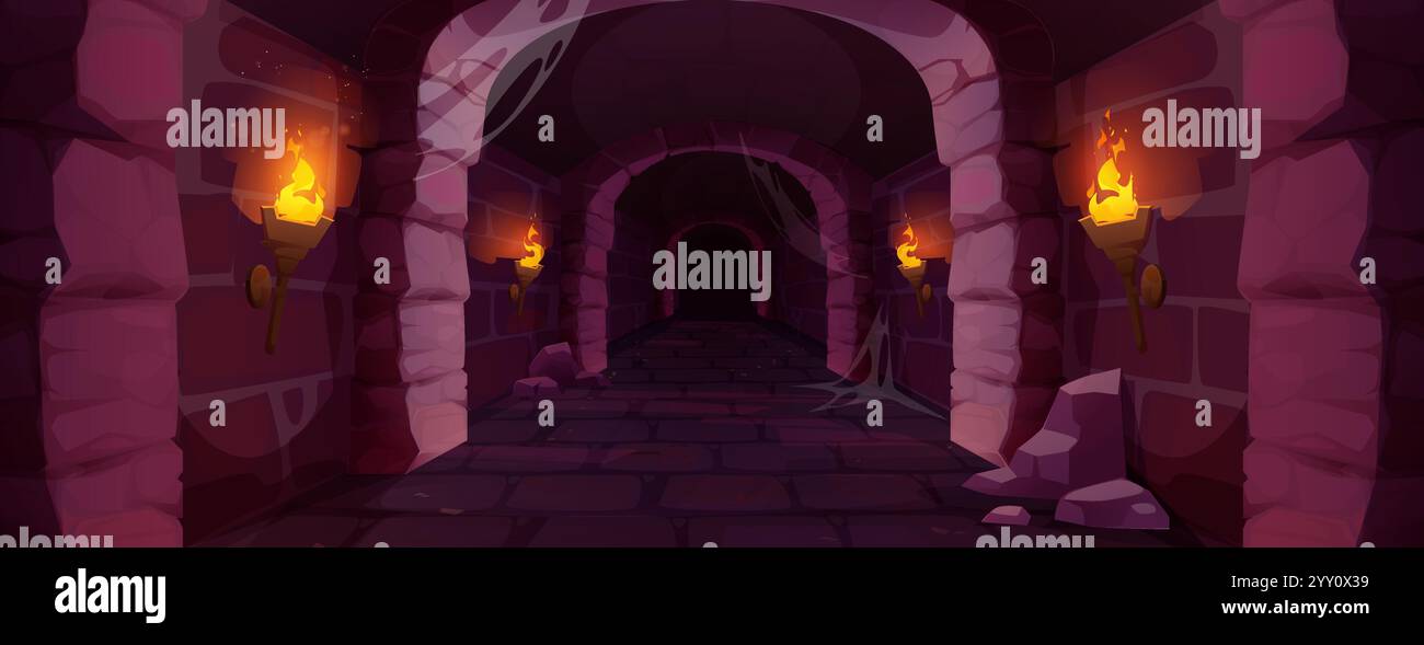 Dark medieval dungeon with stone wall for game background. Fantasy ...