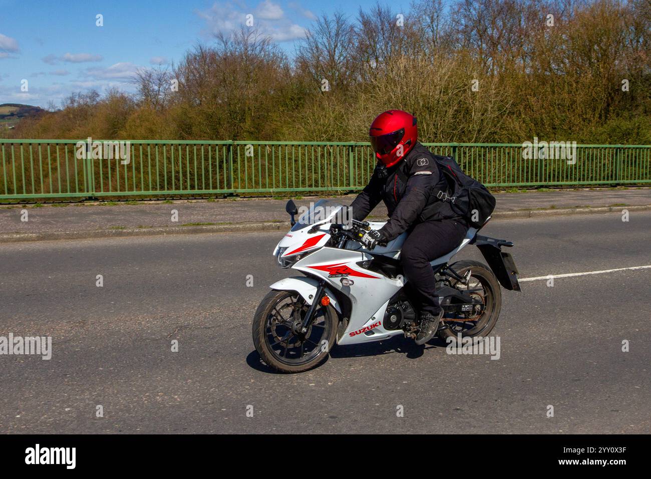 SUZUKI GSXR 125 2020 White Crossing Motorway Bridge in Manchester UK ...