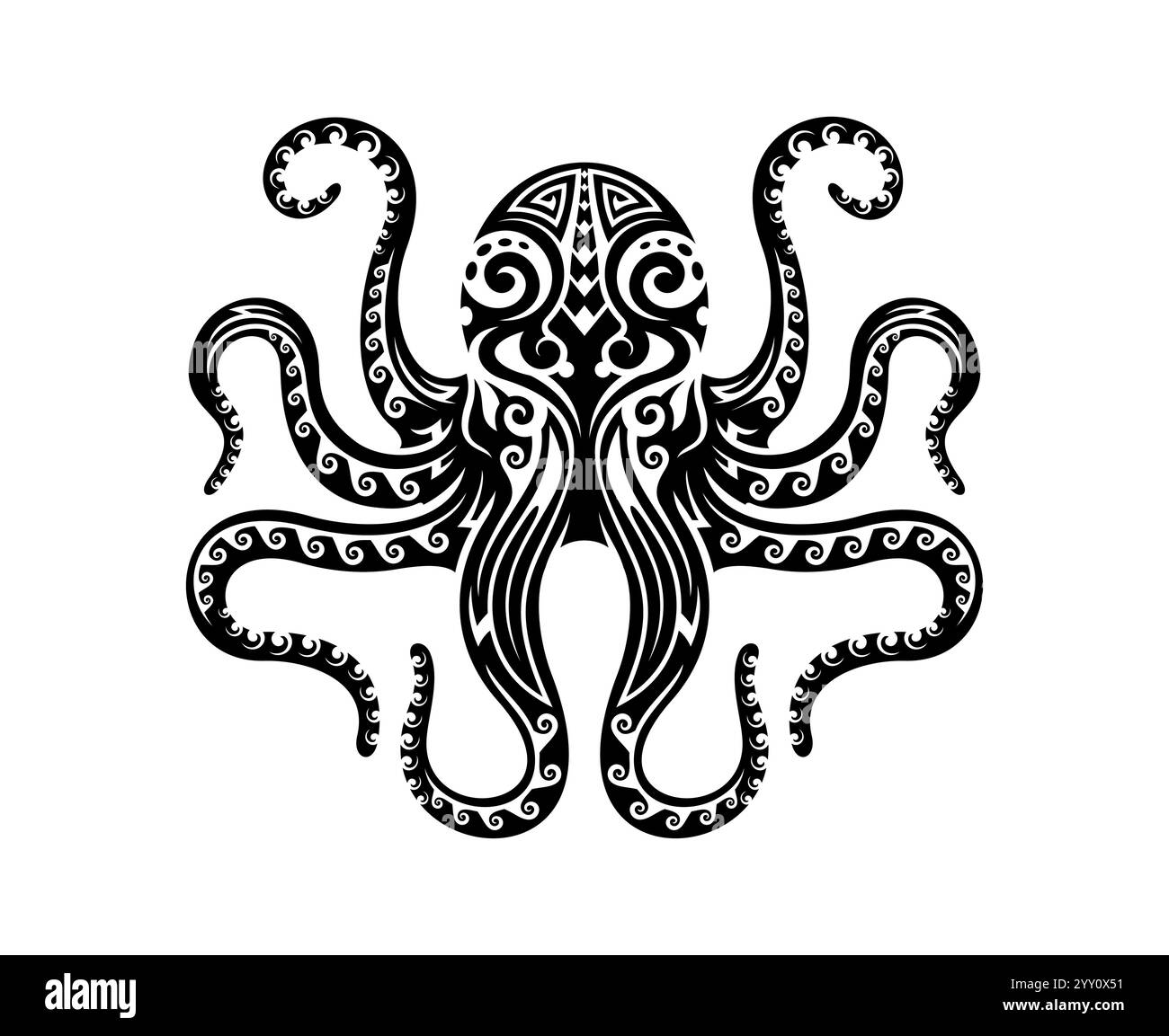 Maori tribal octopus ocean animal tattoo. Hawaiian culture ocean life ...