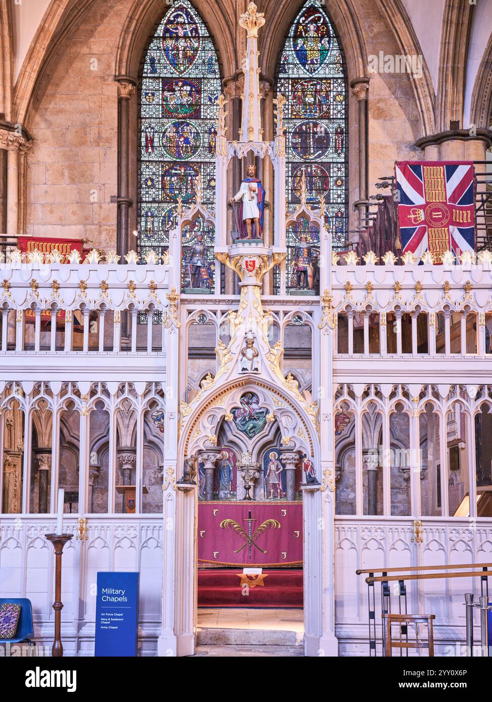 Entrance to the military chapels in the christian cathedral at Lincoln ...