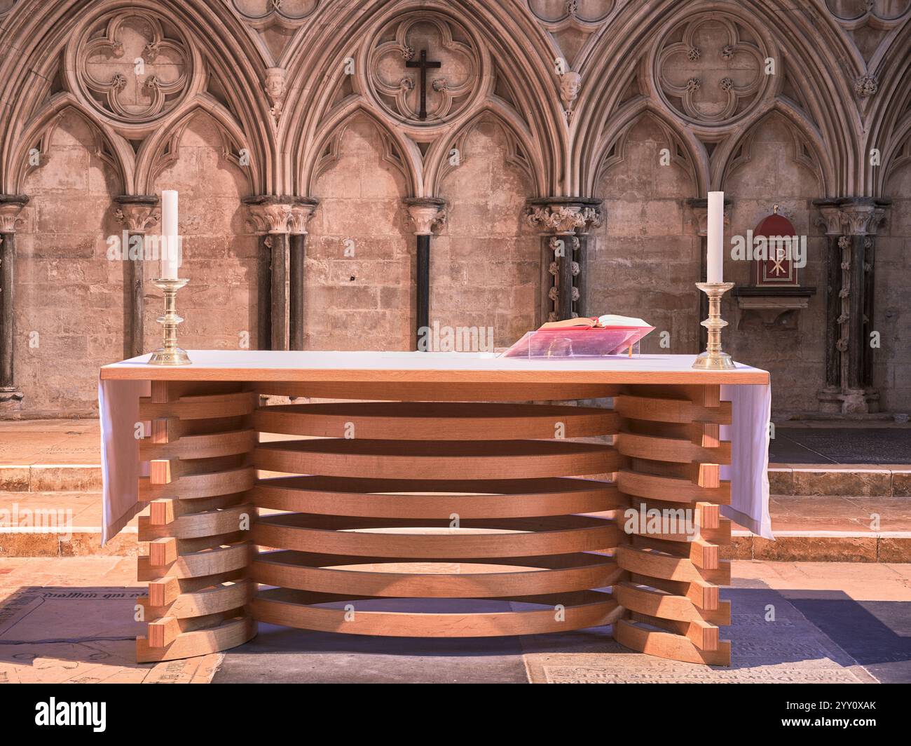 Modern altar in the shrine of St Hugh of Avalon in the christian ...