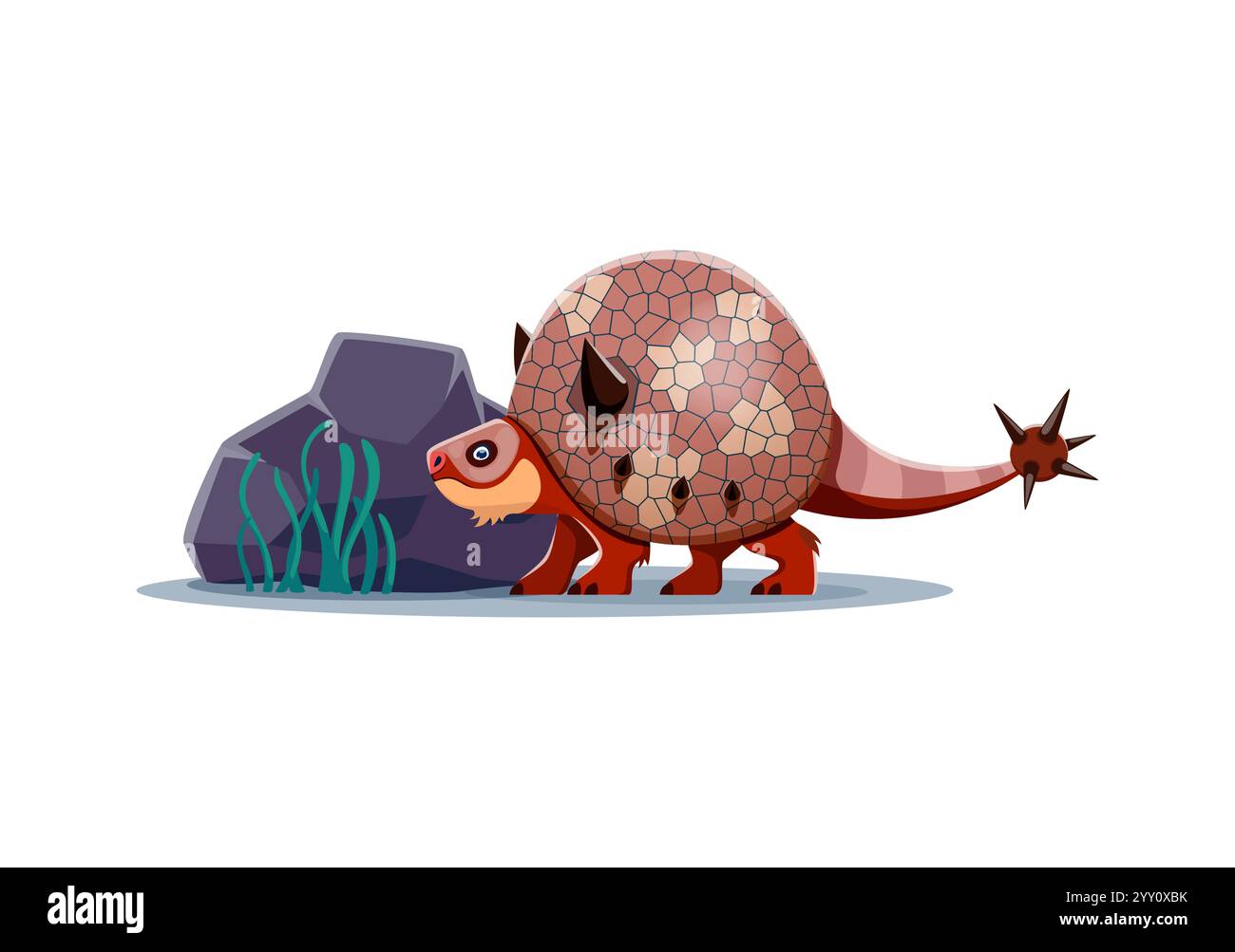 Prehistoric Doedicurus dinosaur cute character. Extinct animal ...