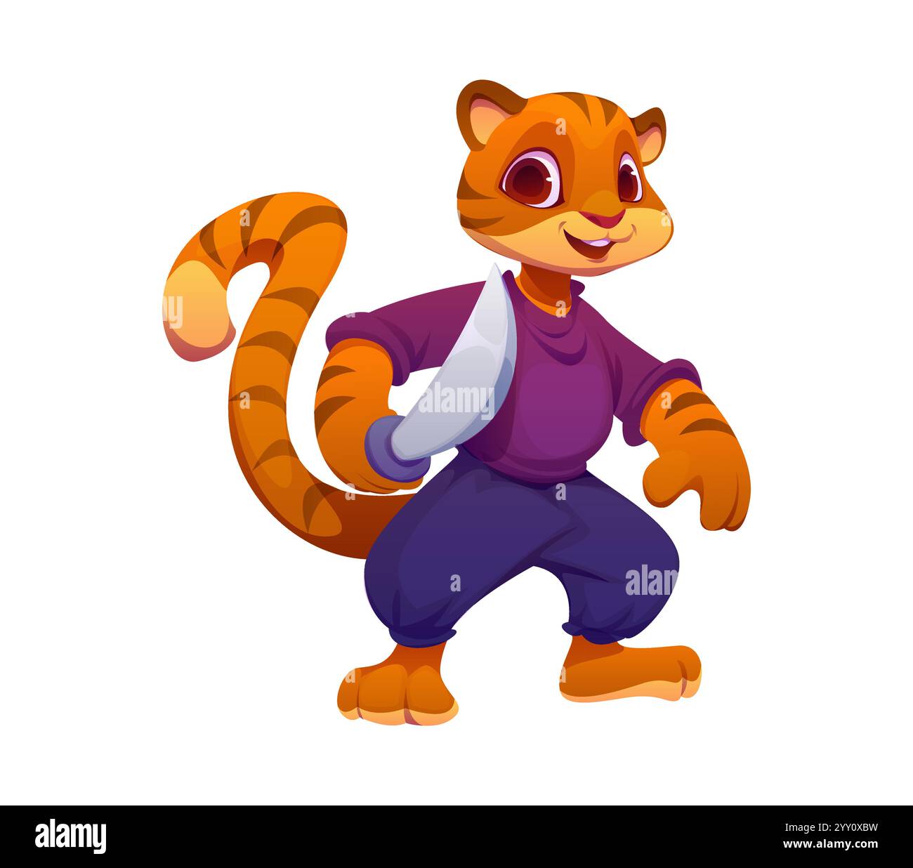 Cartoon funny tiger pirate animal character. Isolated vector ...