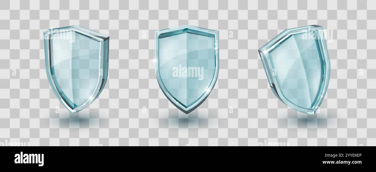 3d glass protect shield isolated icon on transparent background. Clean ...