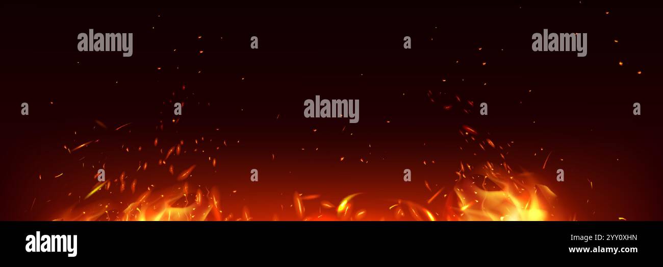 Fire spark effect background. Red grill and burn sparkle from hell ...