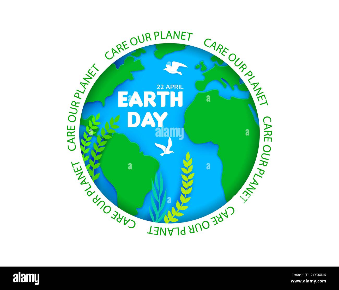 Earth day paper cut banner of world nature for environment conservation ...