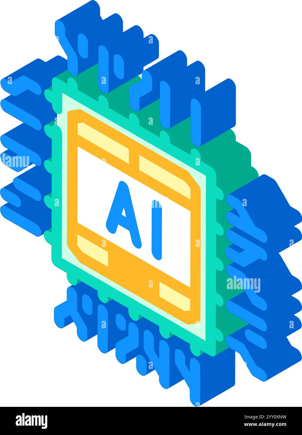ai optimization chip data center isometric icon vector illustration ...