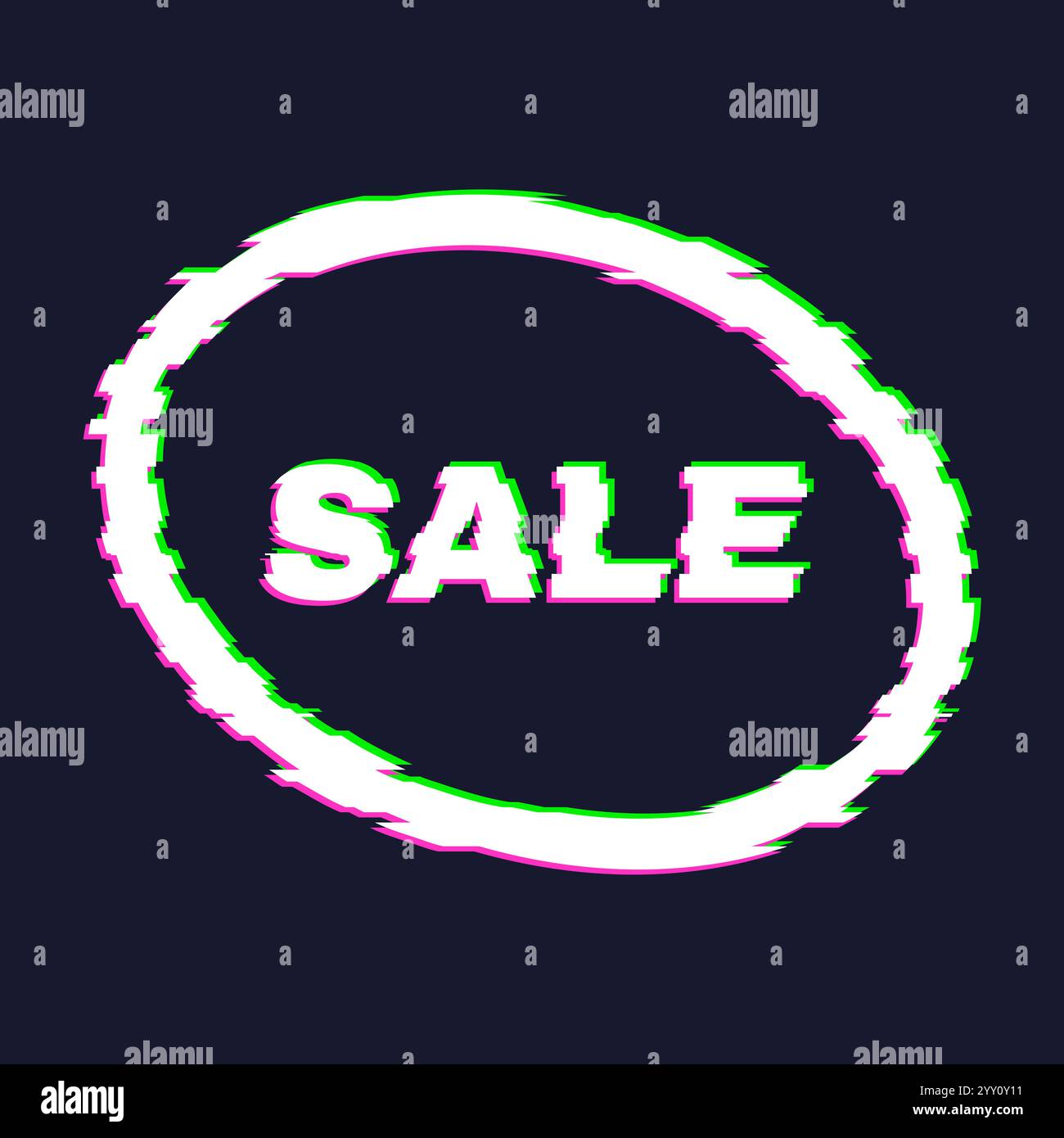 Distorted glitch sale banner with error effect on the edges and in text ...