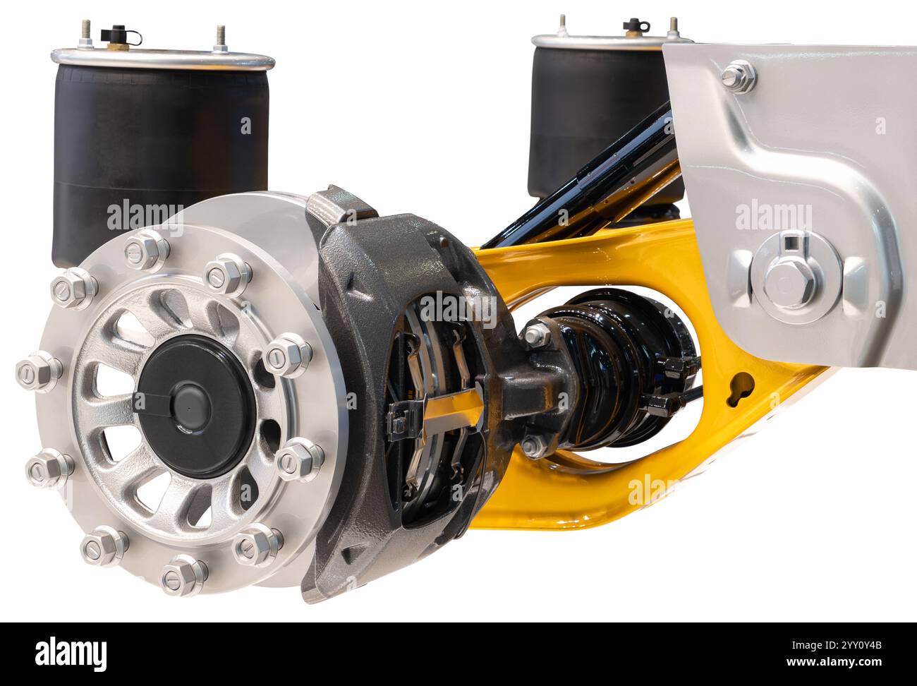 Truck wheel hub with brake with air suspension. Isolated Stock Photo ...