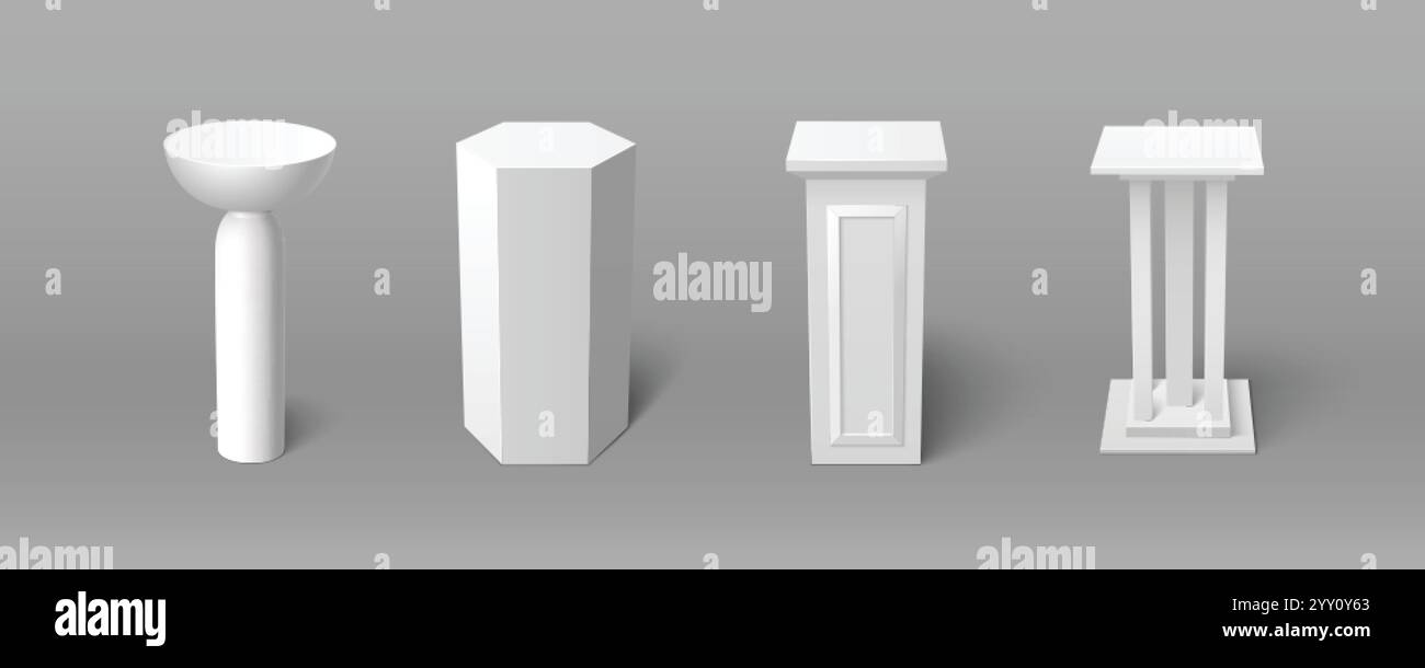 White pillars set isolated on background. Vector realistic illustration ...