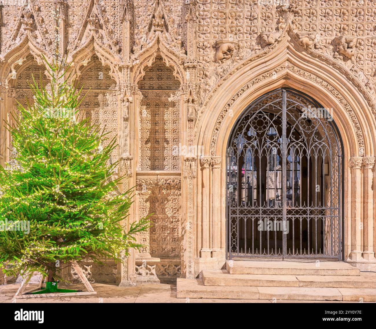 Christmas tree outside the rood screen in the christian cathedral at ...