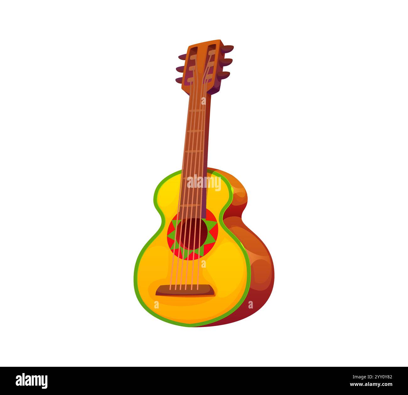 Cartoon Mexican guitar or guitarron, traditional string instrument ...