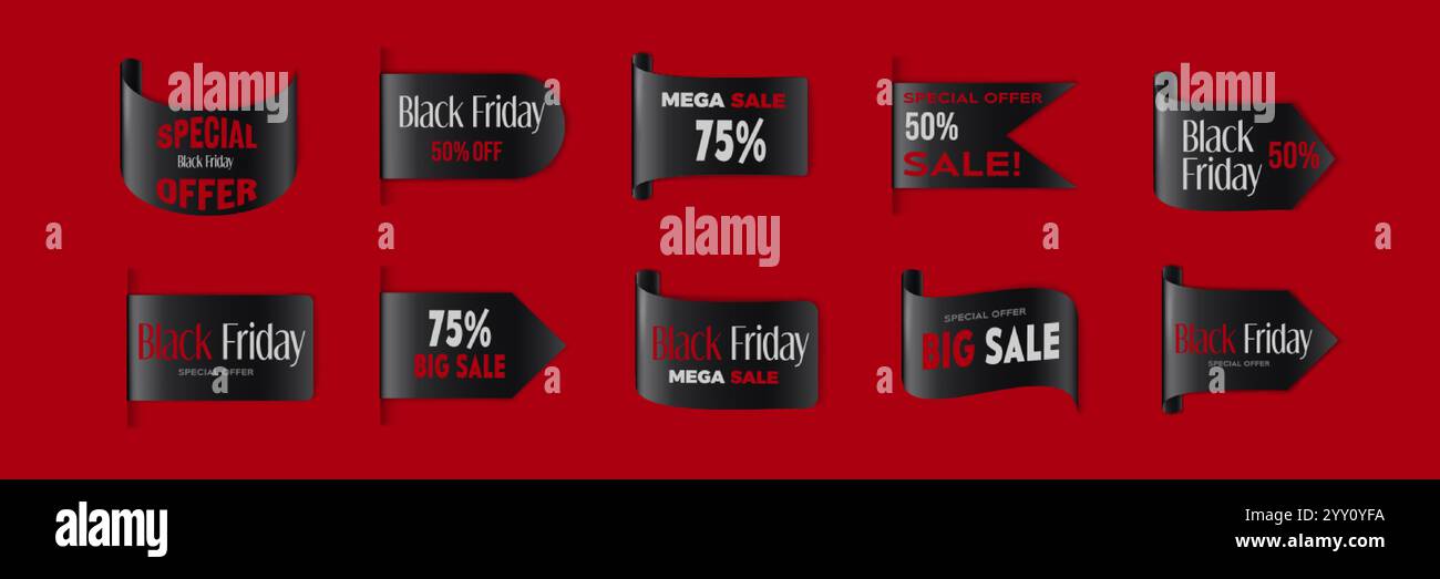 Black Friday sale and Cyber Monday discount badges and ribbon labels ...