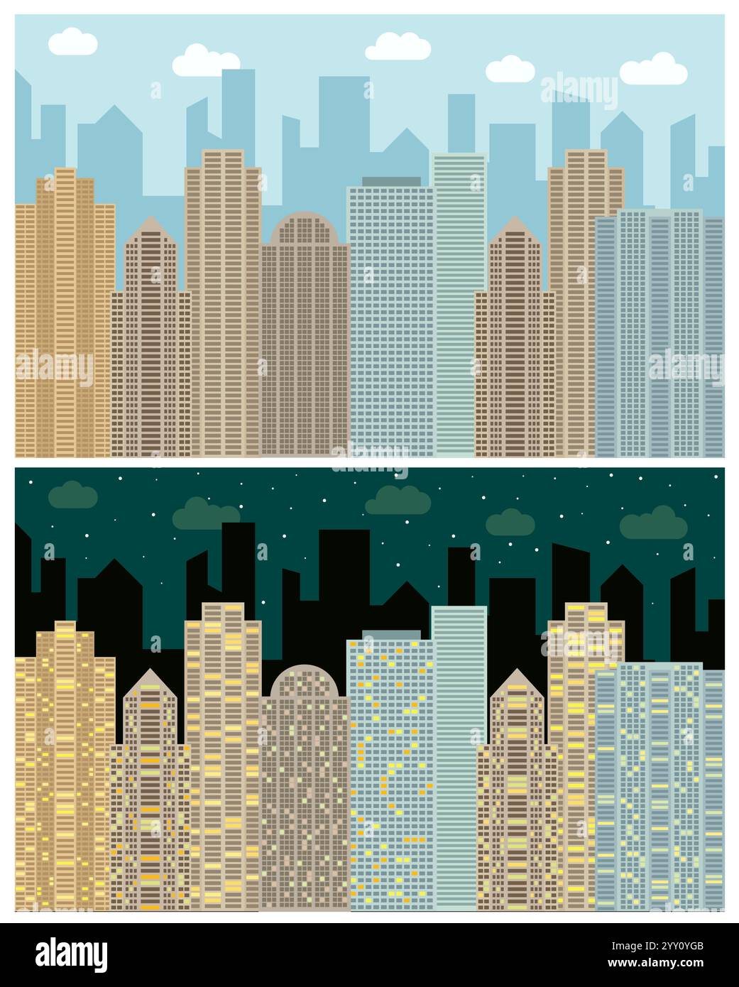 Street view with cityscape, skyscrapers and modern buildings in the day ...