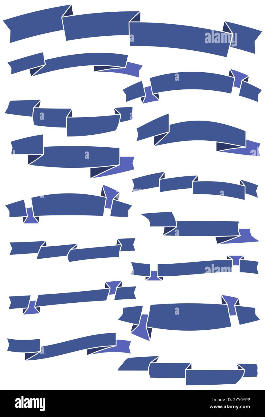 Set of fifteen blue cartoon ribbons and banners for web design. Great ...