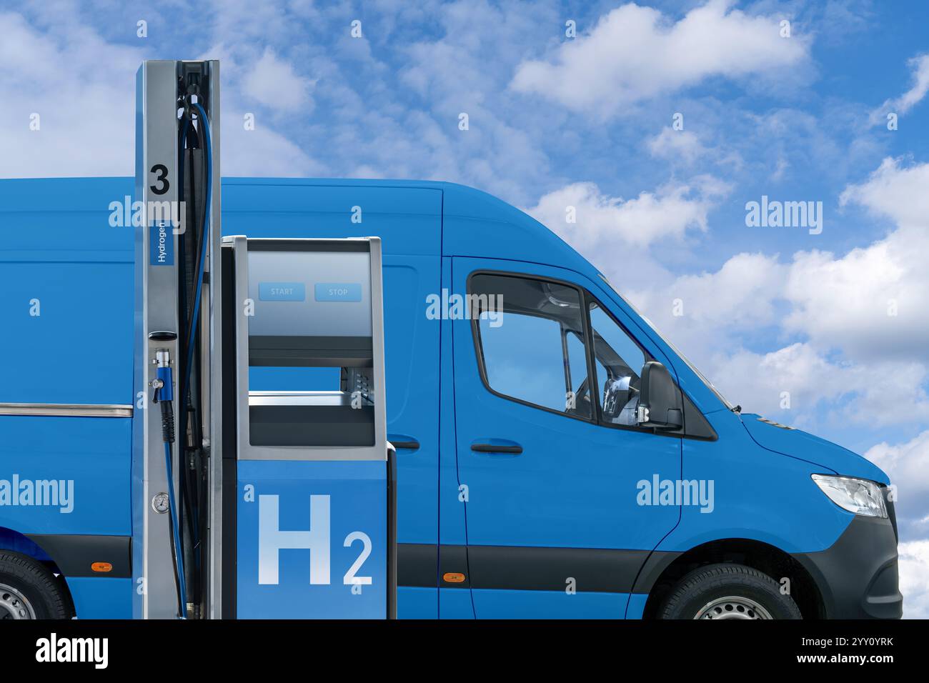 A hydrogen fuel cell delivery van concept. Clean transportation Stock ...