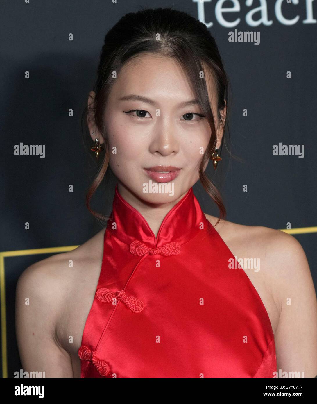 Angela Zhang arrives at the 2024 UNTAMED Agency AAPI Holiday Charity ...